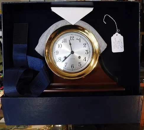 6" Ship's Bell Clock, Contemporary Base with Mahogany Finish - Clocks ...